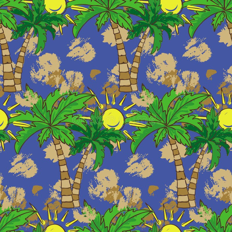 Seamless Pattern with Palm Trees Summer Print, Repeating Background ...