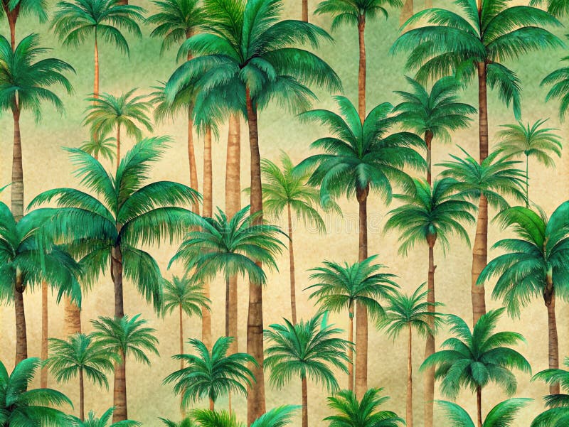 Seamless Pattern of Palm Trees on Tan Background Stock Vector ...