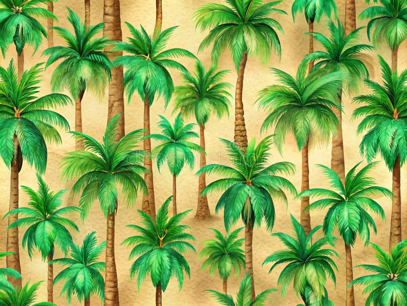Seamless Pattern of Palm Trees on Tan Background Stock Vector ...