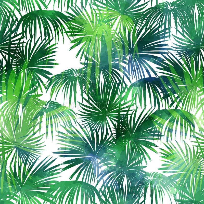 Seamless Pattern of Palms Leaves Stock Illustration - Illustration of ...