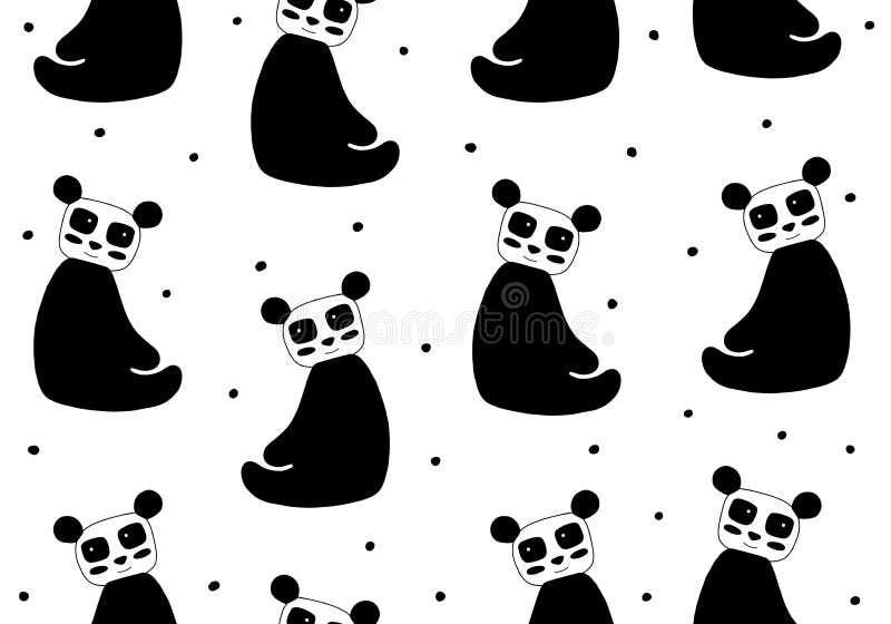 Seamless Pattern with Panda Stock Illustration - Illustration of design ...