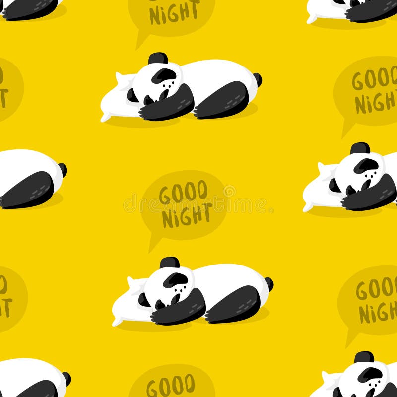 Panda with a pillow. stock vector. Illustration of adorable - 223408437