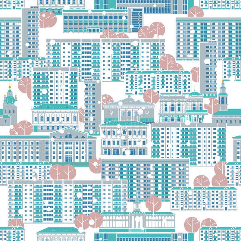 Seamless Pattern. Panel High-rises and Old Historic Houses Form a ...