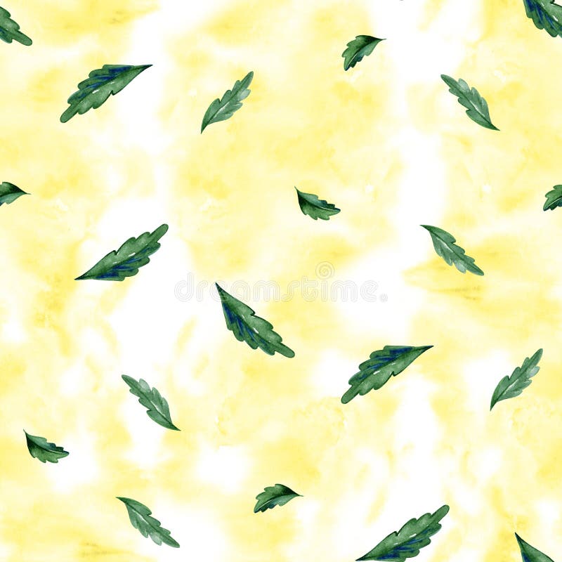 Seamless Pattern with Pansy Leaves. Watercolor Illustration Stock ...
