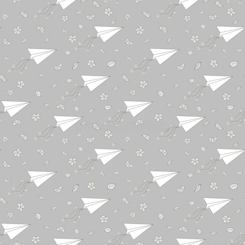 Seamless Pattern of a Paper Airplane from a Notebook into a Page. Eps10 ...
