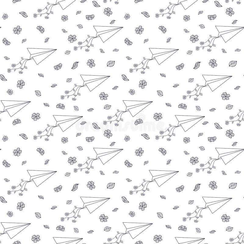 Seamless Pattern of a Paper Airplane from a Notebook into a Page. Eps10 ...