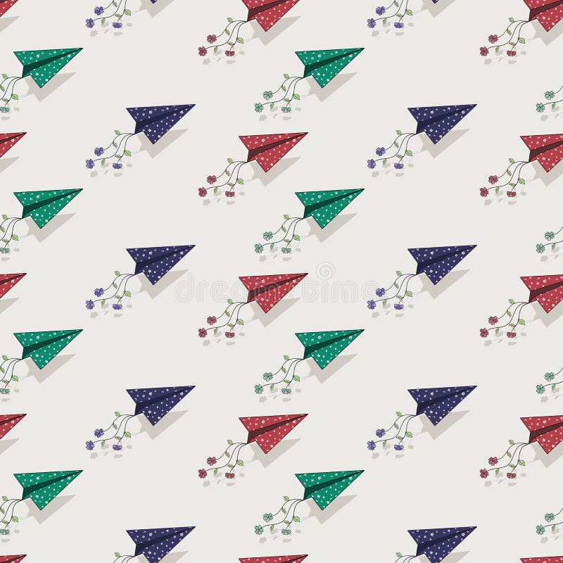 Seamless Pattern of a Paper Airplane from a Notebook into a Page. Eps10 ...