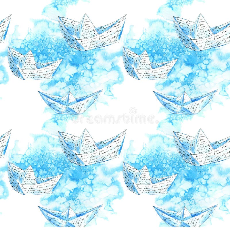 Seamless Pattern of a Paper Airplane in Sky.Seamless Pattern of a Paper ...