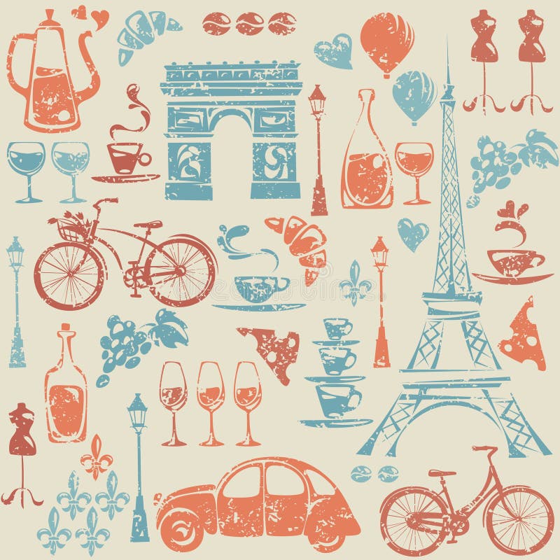 Seamless Pattern with Paris / France Elements. Stock Vector ...