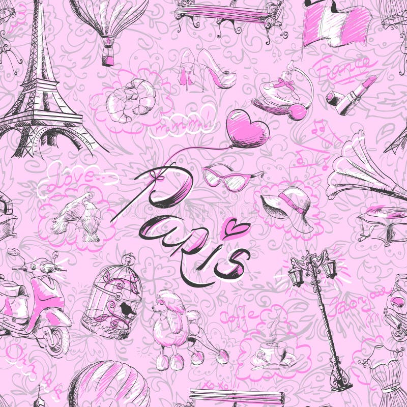 Seamless pattern Paris stock illustration. Illustration of romantic ...