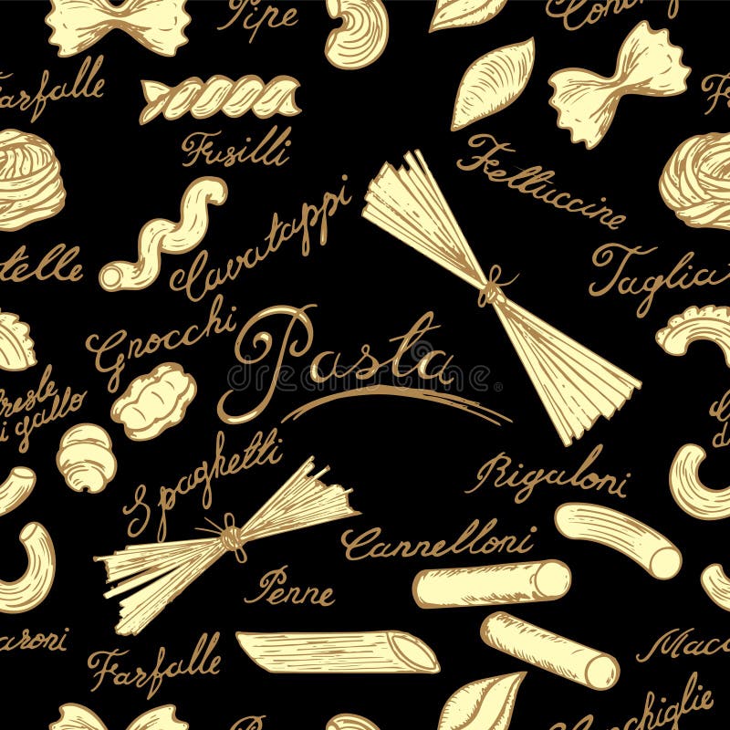 Seamless Pattern with Pasta Stock Vector - Illustration of design ...