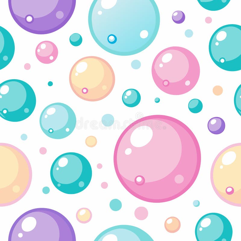 Seamless Pattern of Pastel Bubbles on a White Background Stock Vector ...