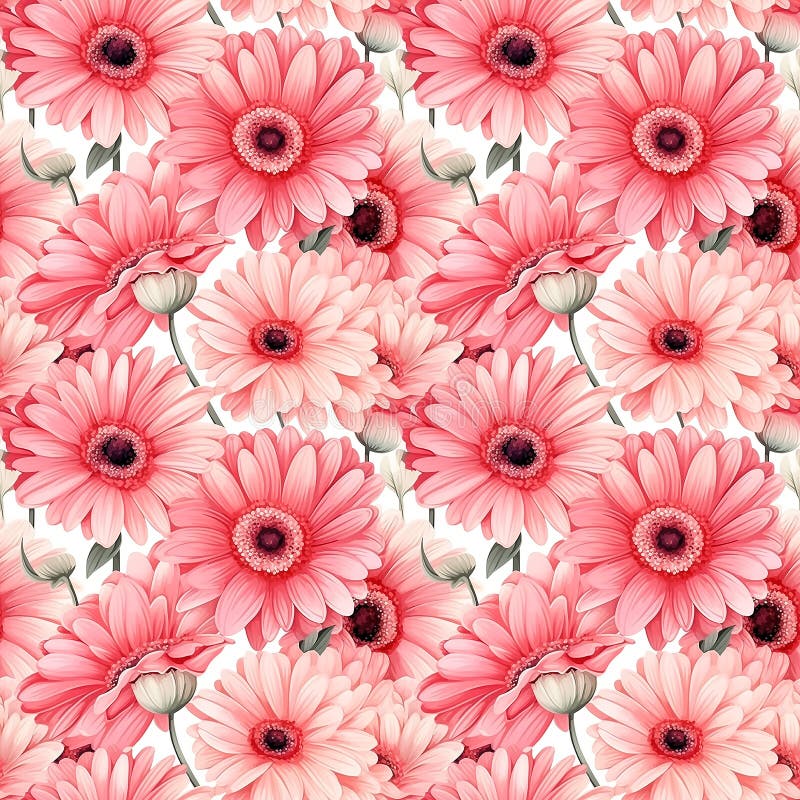 Seamless Pattern of Pastel-colored Gerbera Daisies in Full Bloom ...