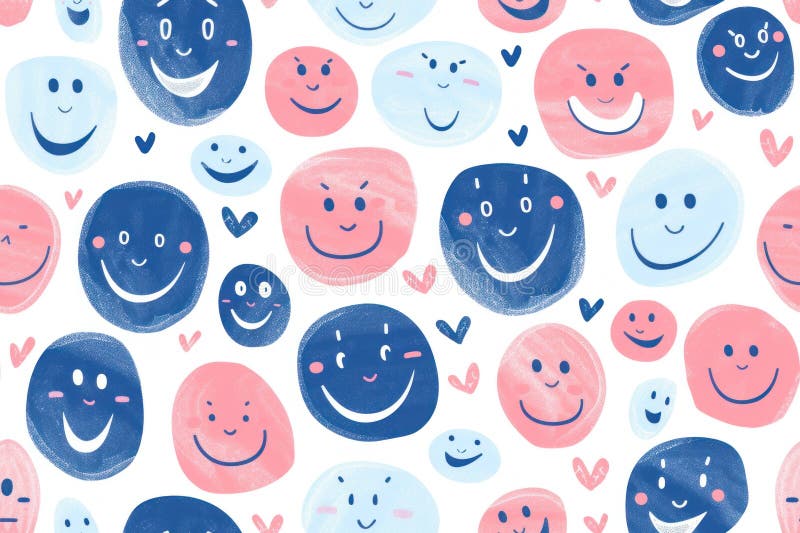 Pastel Smiles Pattern on Transparent Background Stock Image - Image of ...