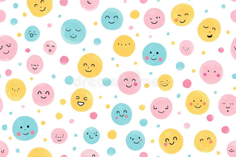 Pastel Smiles Pattern on Transparent Stock Illustration - Illustration ...