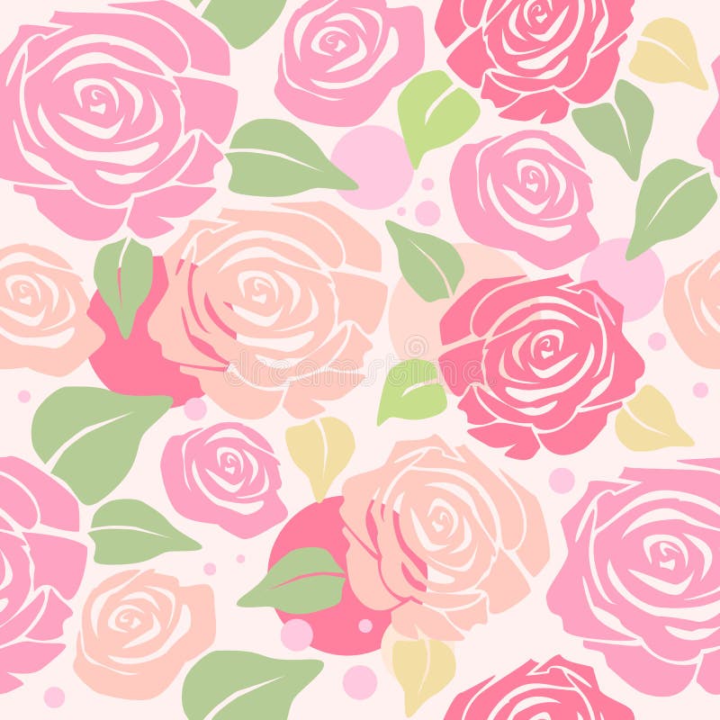 Seamless Pattern with Pastel Roses Stock Vector - Illustration of ...
