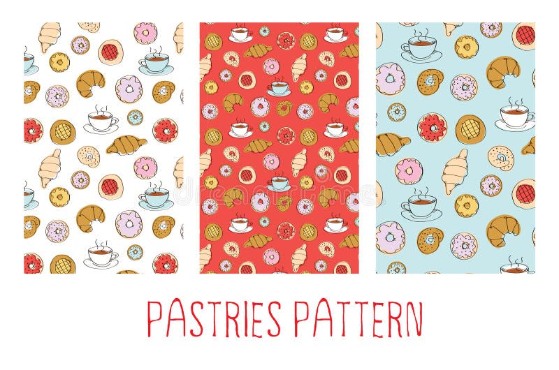 Seamless Pattern of Pastries Stock Vector - Illustration of wallpaper ...