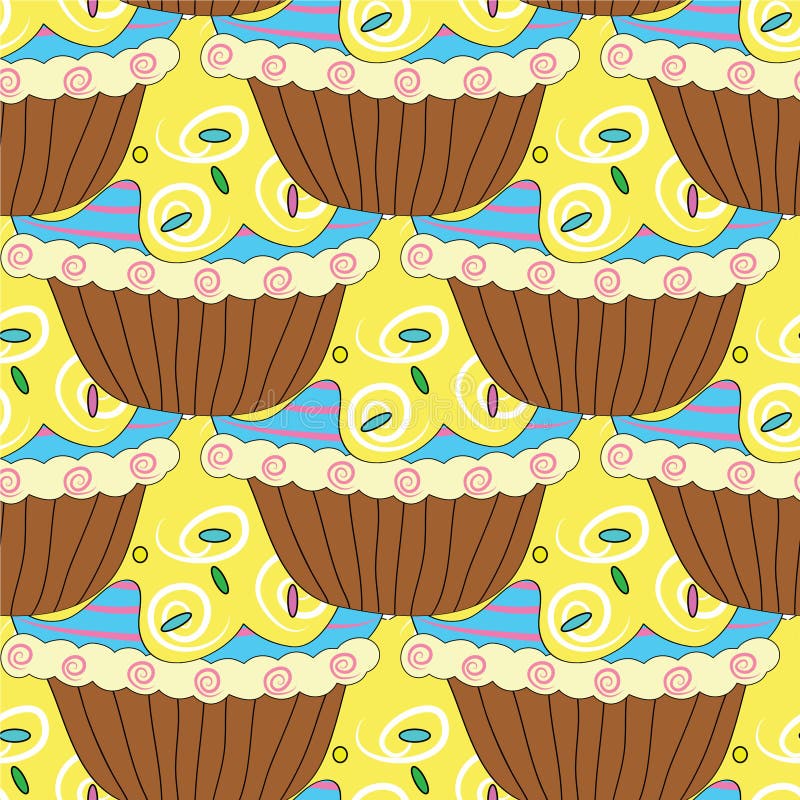 Seamless Pattern with Pastries and Cakes Stock Vector - Illustration of ...