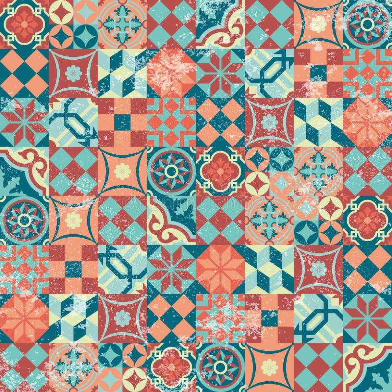 Gorgeous Floral Patchwork Design. Colorful Moroccan or Mediterranean ...