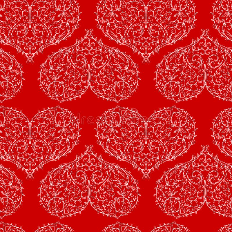 Seamless Pattern with Patterned Heart Stock Vector - Illustration of ...