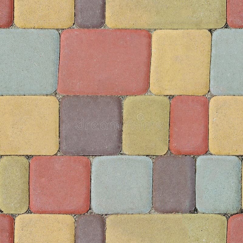 Seamless Pattern Paving Slabs with Red Yellow and Gray Bricks for Web ...