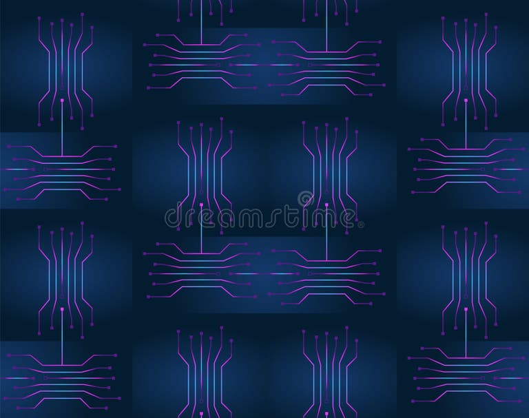 Seamless Pattern of PCB Wires on Blue, Vector Quality Stock Vector ...