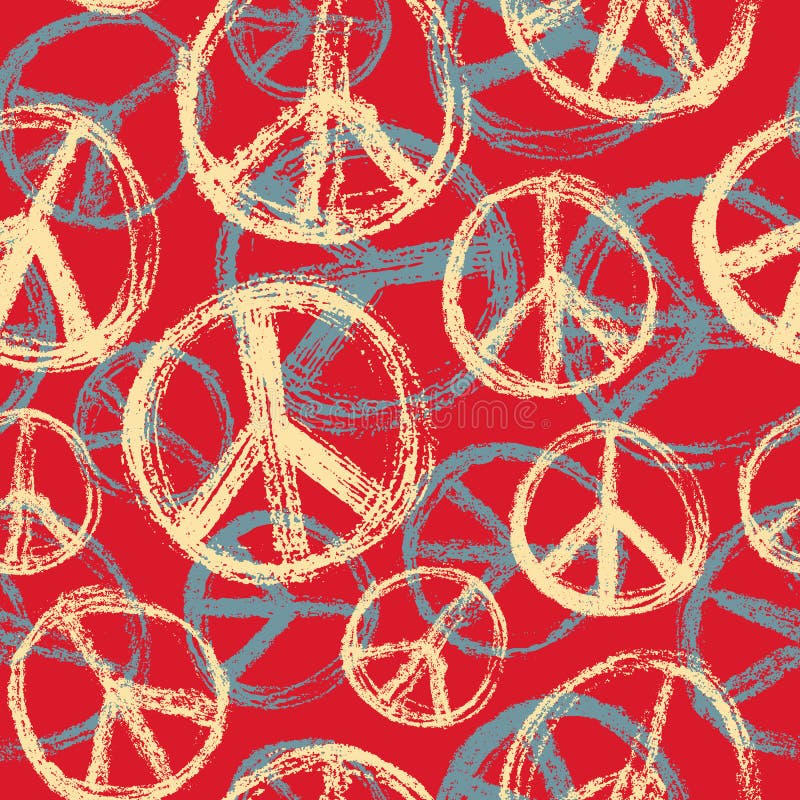 Red Peace Symbol Created in Grunge Style. Stock Vector - Illustration ...