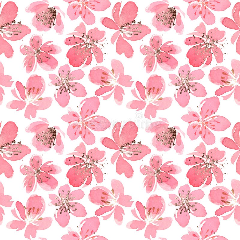 Seamless Pattern of Peach Cherry Blossoms. Textile Design, Wallpaper ...