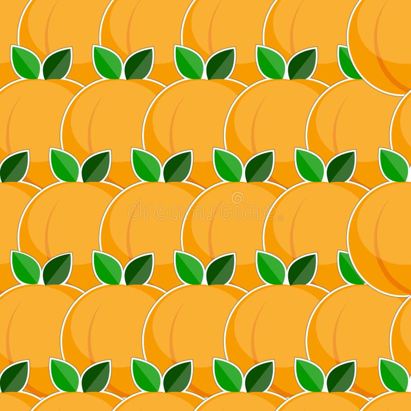 Seamless Pattern with Peach Fruits in Flat Style Stock Vector ...