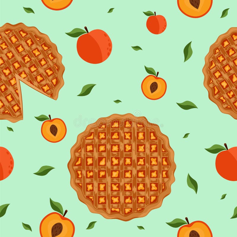 Seamless Pattern Peach Pie. Stock Vector - Illustration of peach, food ...