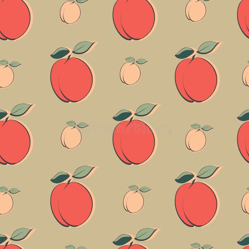 Seamless Pattern with Peaches Stock Vector - Illustration of food ...