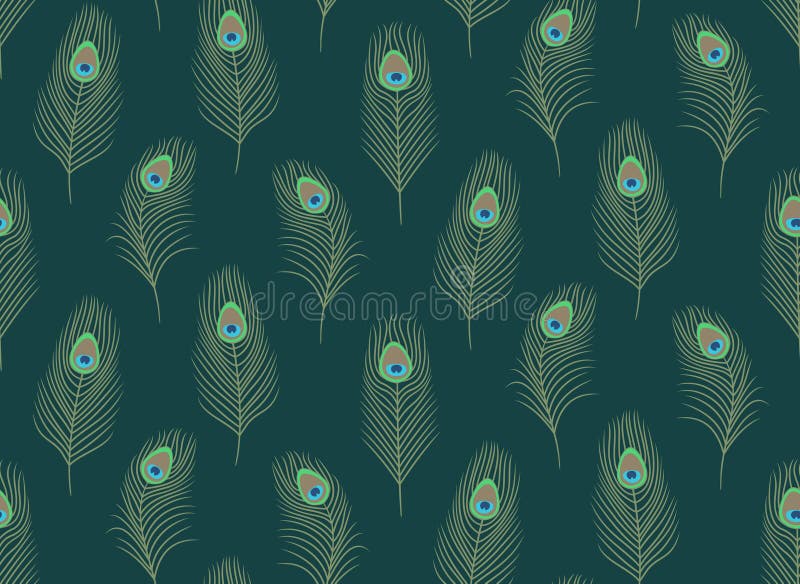 Seamless Pattern with Peacock Feathers. Stock Vector - Illustration of ...