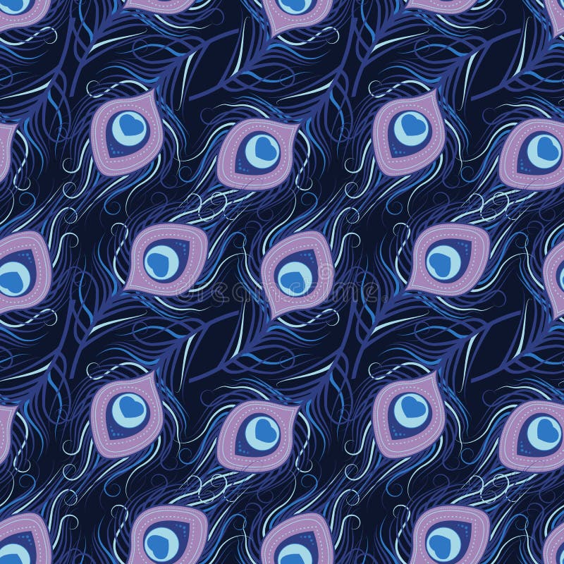 Seamless Pattern of Peacock Feathers Stock Vector - Illustration of ...