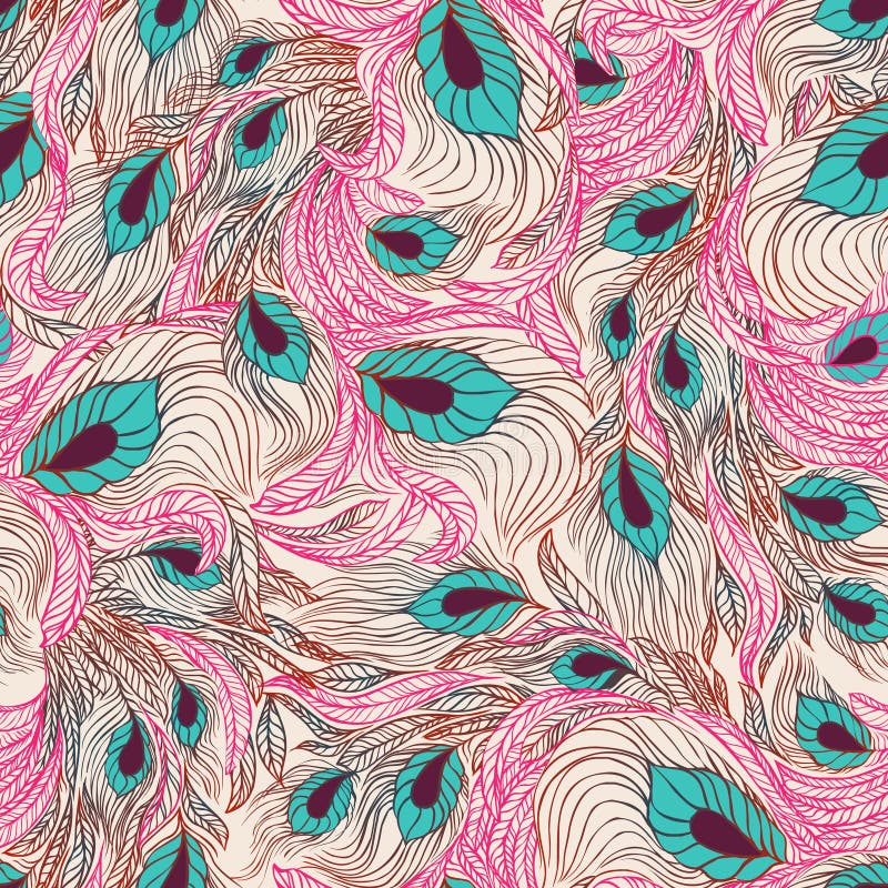 Seamless Pattern - Peacock Tail Feathers Stock Vector - Illustration of ...