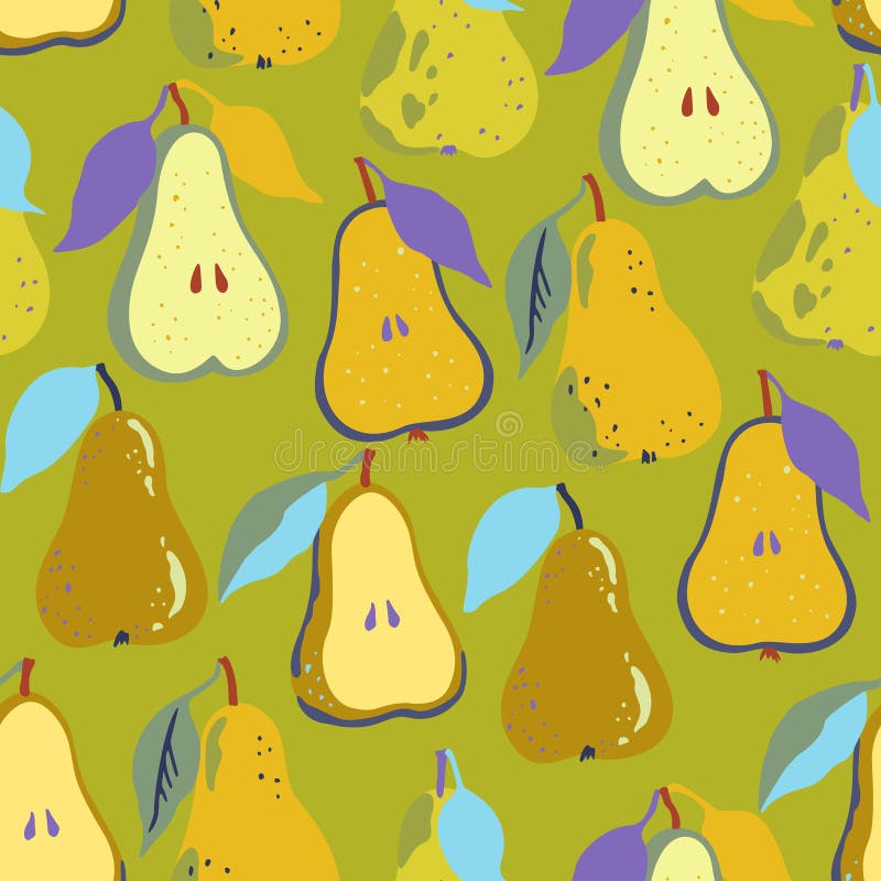 Seamless Pattern with Pears and Half of Pears in Abstract Minimalistic ...