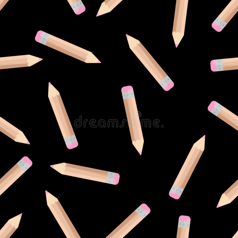 Seamless Pattern with Pencil on a Black Background. School Pattern ...