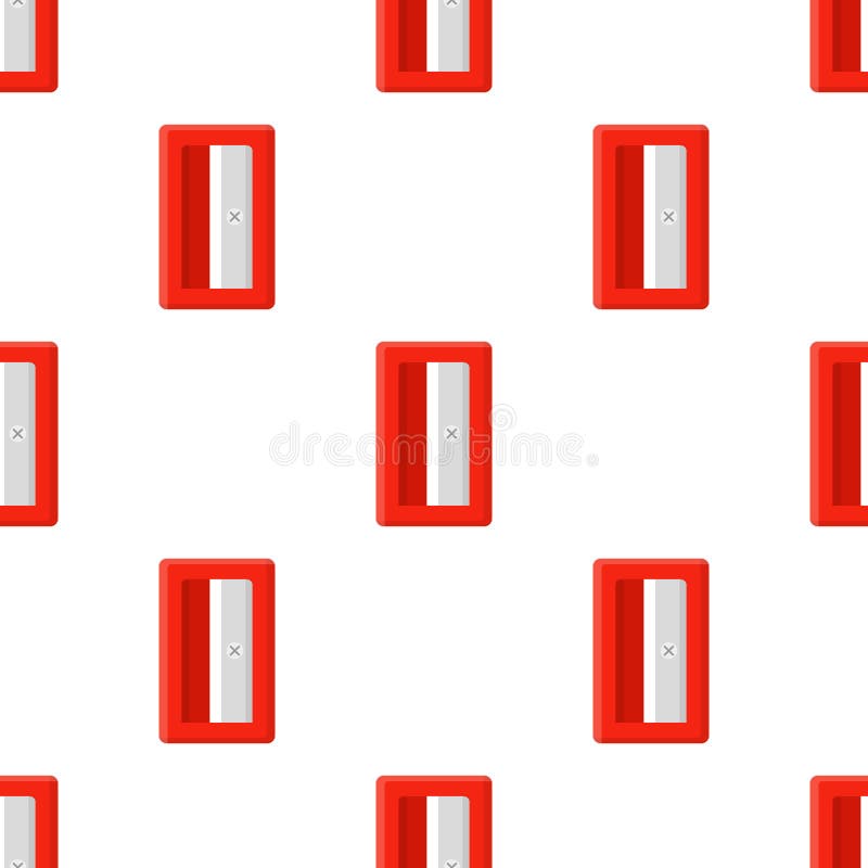 Seamless Pattern with Pencil Red Sharpener on White Background. Cartoon ...