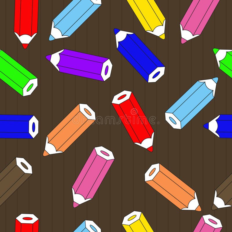 Seamless Pattern With Pencils Stock Illustration - Illustration of ...