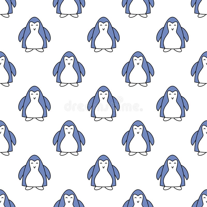 Seamless Pattern with Penguins. Cute Penguin Cartoon Illustration ...