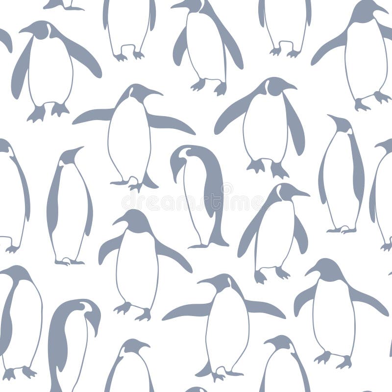 Seamless Pattern with Penguins on White Background Stock Illustration ...