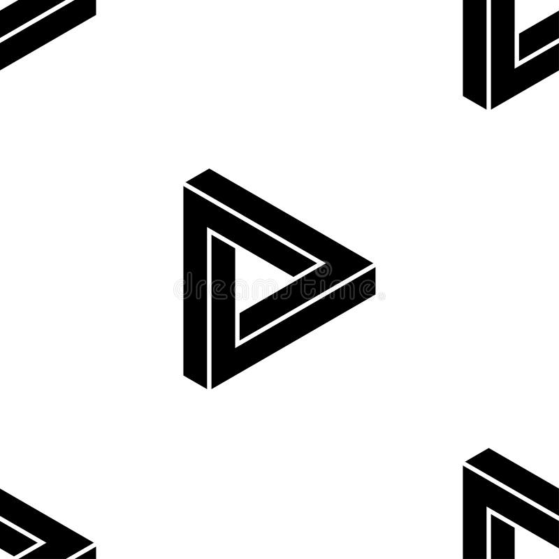 Seamless Pattern Penrose Triangle Icon. Impossible Vector Geometric ...