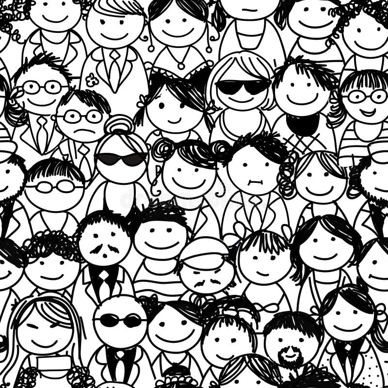 Seamless Pattern with People Crowd for Your Design Stock Illustration ...