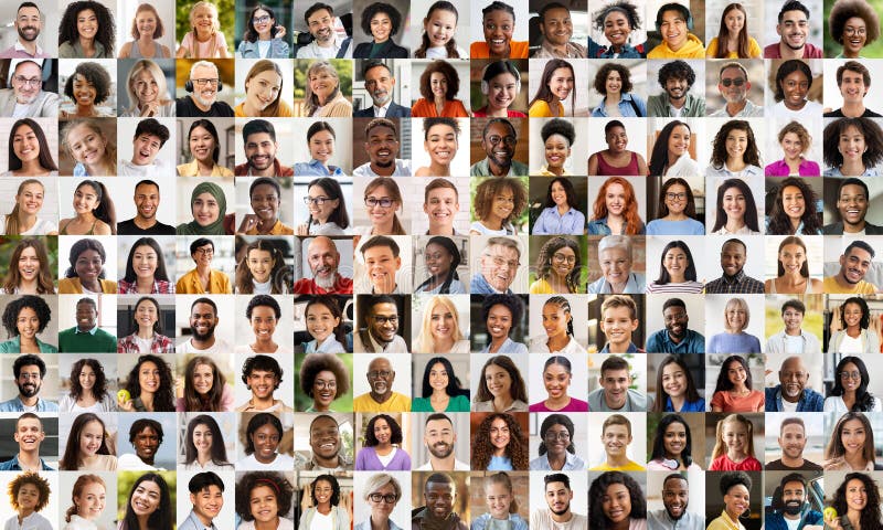 Seamless Pattern of People Headshots for Design Stock Photo - Image of ...