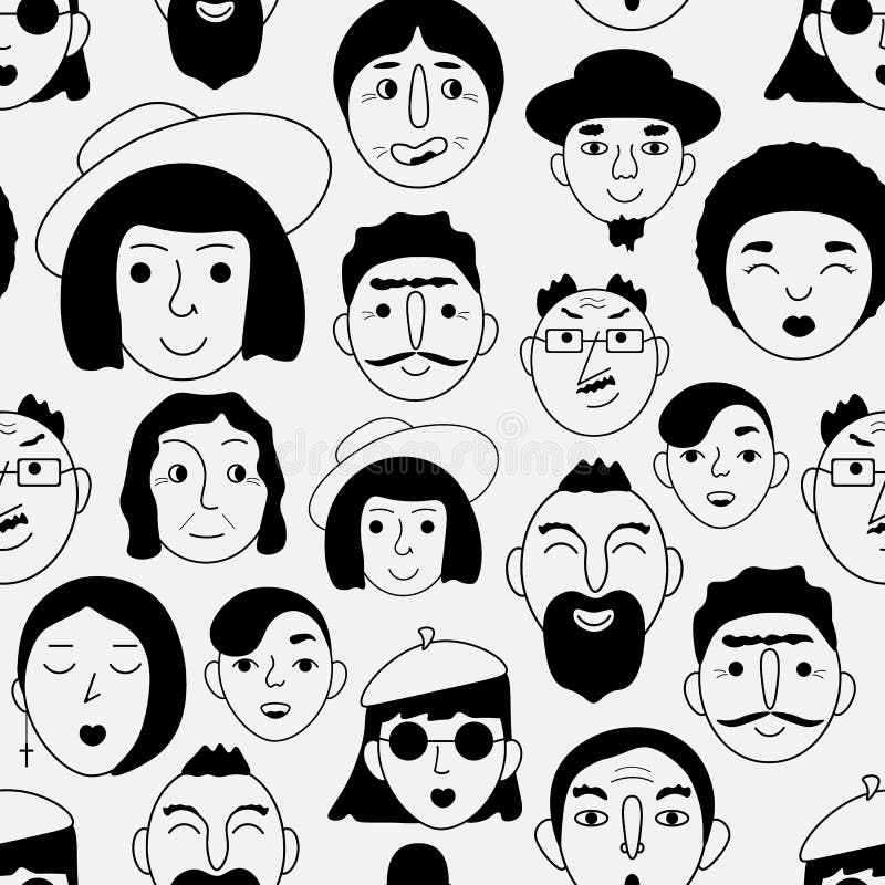 Seamless Pattern. People S Faces. a Pattern Depicting the Faces of ...