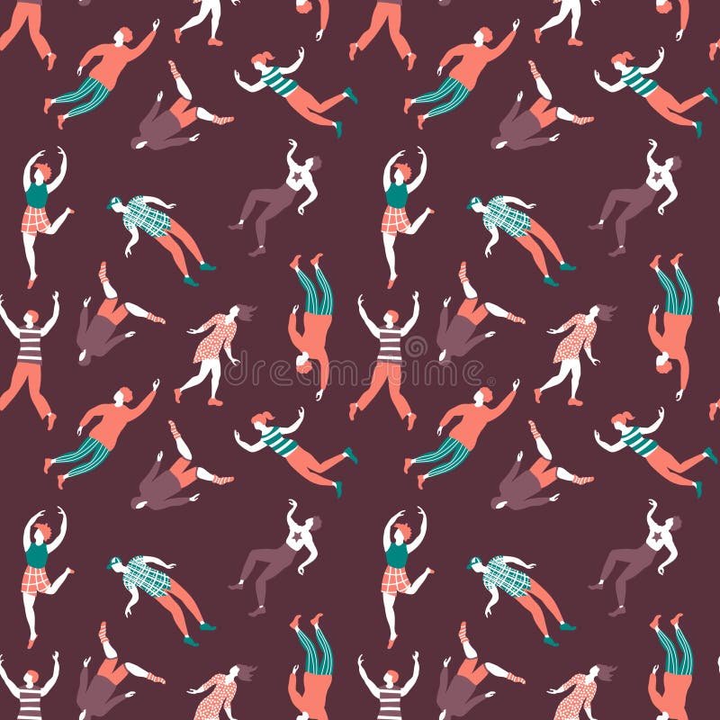 Seamless Pattern with People Silhouettes Stock Vector - Illustration of ...