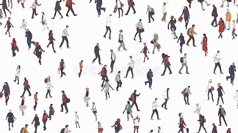 Seamless Pattern of People Walking from Top View, Crowd Movement ...