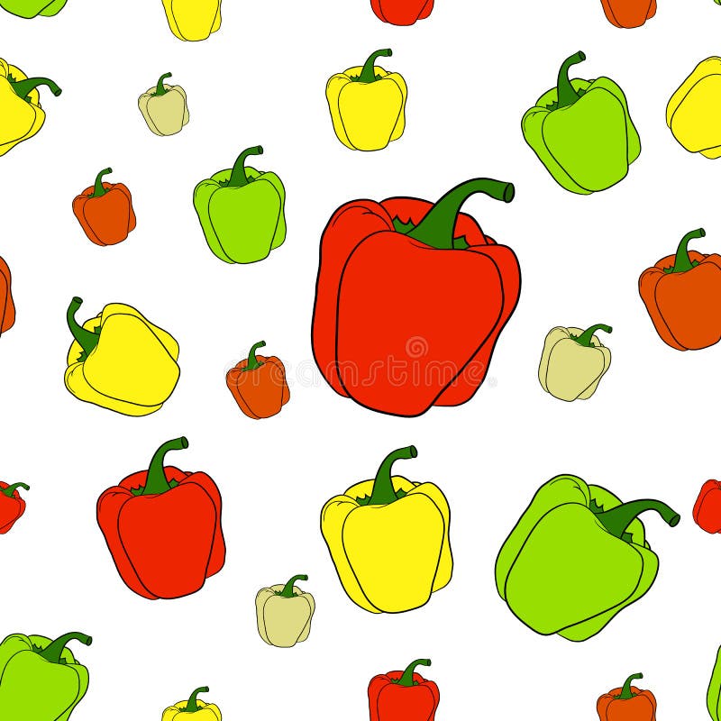 Seamless Pattern with Peppers Stock Vector - Illustration of decoration ...