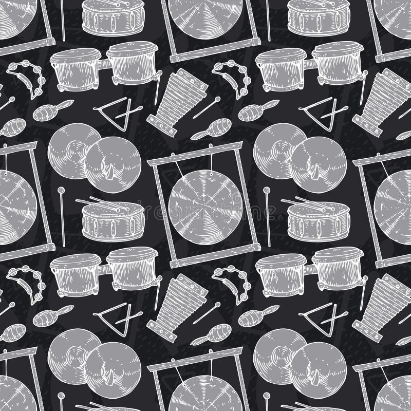 Seamless Pattern. Percussion Musical Instruments Stock Illustration ...