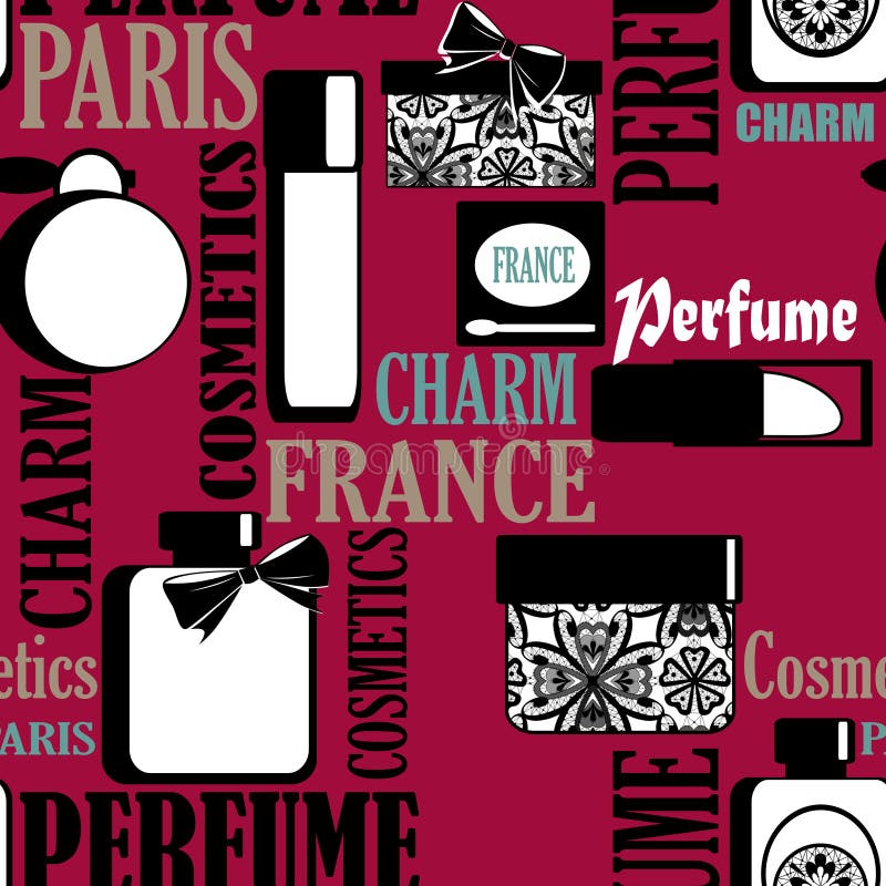 Seamless Pattern with Perfume and Cosmetics Retro Background Stock ...