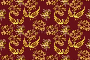 Seamless Pattern with Phoenix Vector Illustration Stock Vector ...